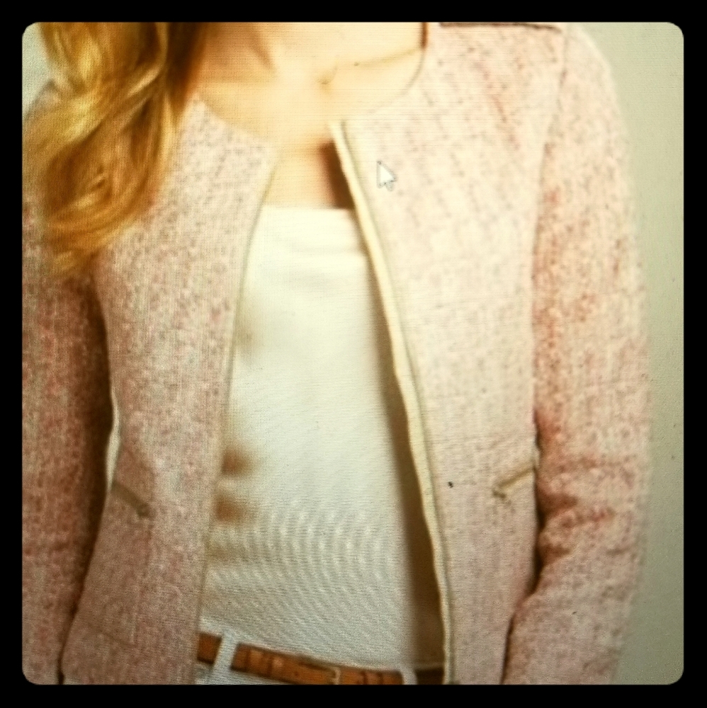 Talbots Pink Tweed Moto Jacket - Gem